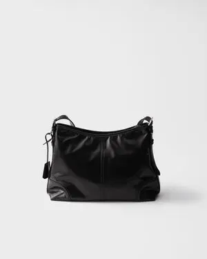 Prada Aimee Large Leather Shoulder Bag - Black