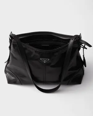 Prada Aimee Large Leather Shoulder Bag - Black