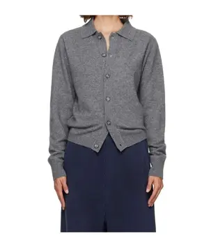 ENTIRE STUDIOS Button-front Long-sleeve Knit Top - Grey