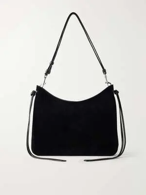 Phoebe Philo Gig Leather-trimmed Suede Shoulder Bag - Black