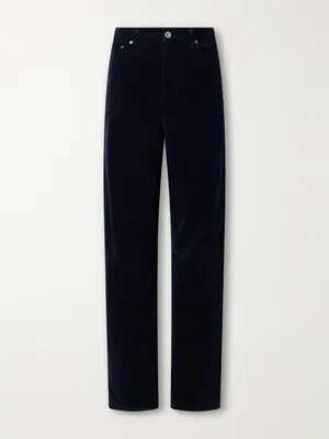 Citizens Of Humanity Miro Long Cotton-corduroy Mid-rise Barrel-leg Pants - Blue