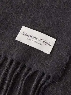 Johnstons Of Elgin Fringed Cashmere Scarf - Charcoal