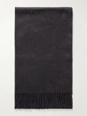 Johnstons Of Elgin Fringed Cashmere Scarf Gray
