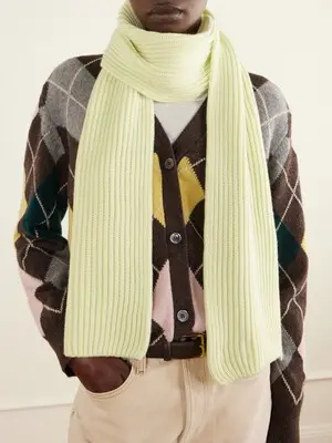 Johnstons Of Elgin Lovat Ribbed Cashmere Scarf