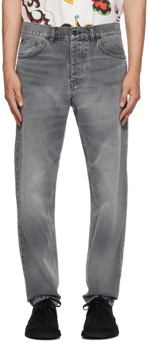 Carhartt Work In Progress Dark-wash Straight-leg Jeans - Gray