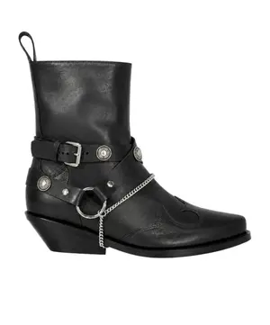 ANN DEMEULEMEESTER Ieva Santiags Ankle Boots - Black