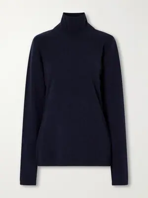 Tove Open-back Wool And Cashmere-blend Turtleneck Sweater - Blue