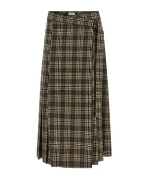 Brunello Cucinelli Pleated Tartan Wrap Skirt