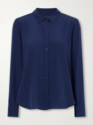 NILI LOTAN Gaia Silk-crepe De Chine Shirt - Blue