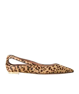 AQUAZZURA Leopard Print Calf Hair Pointtoe Flats - Brown