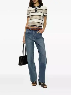 Casablanca Café Striped-pattern Polo Top - Neutrals