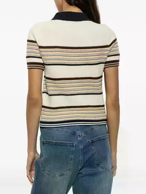 Casablanca Café Striped-pattern Polo Top - Neutrals