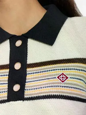 Casablanca Café Striped-pattern Polo Top - Neutrals