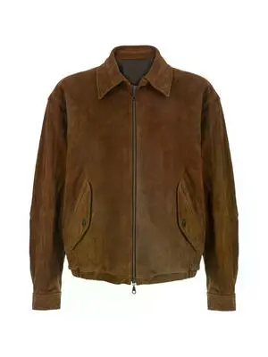 COOR Zip-up Leather Bomber Jacket