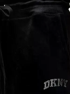 Dkny Logo-embellished Velvet Track Pants