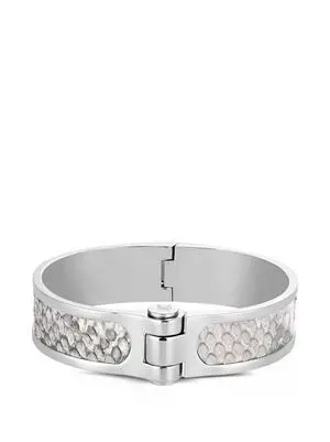 KWANPEN Python-panelled Hinged Bracelet - Silver