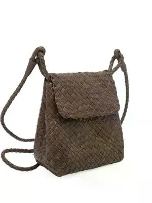 IBELIV Romance Woven Leather Shoulder Bag - Brown
