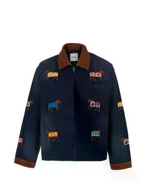 FOUND Lariat Horse-embroidered Corduroy-collar Jacket