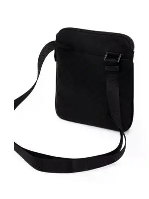 Emporio Armani Monogram-pattern Logo-plaque Messenger Bag - Black