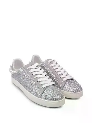 STUART WEITZMAN Goldie Faux Pearl-embellished Sneakers