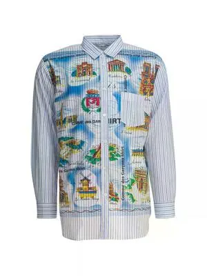 Comme Des Garçons Paris-print Striped Shirt