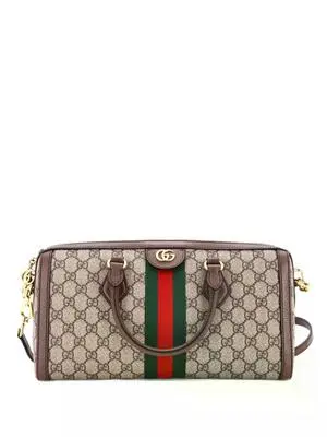Gucci Ophidia Boston Bag Gg Coated Canvas Medium Satchel