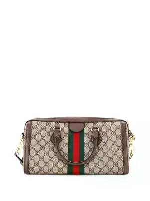 Gucci Ophidia Boston Bag Gg Coated Canvas Medium Satchel