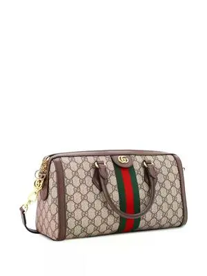 Gucci Ophidia Boston Bag Gg Coated Canvas Medium Satchel