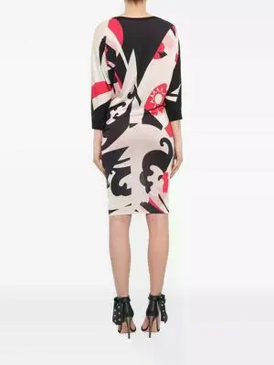 Alexander McQueen Abstract-print Three-quarter-sleeve Mini Dress