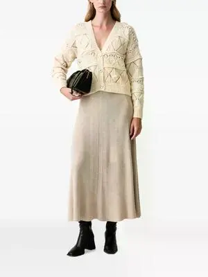 FRACOMINA Cable-knit Floral-appliqué Cardigan - Neutrals