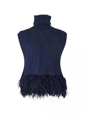 IZAAK AZANEI Cable-knit Feather-trim Sweater