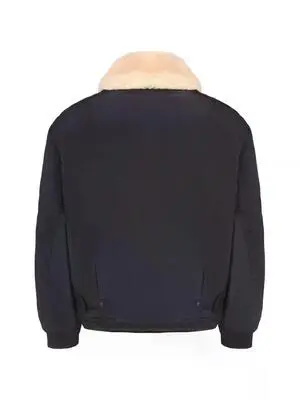 Emporio Armani Shearling-collar Logo-plaque Jacket - Blue