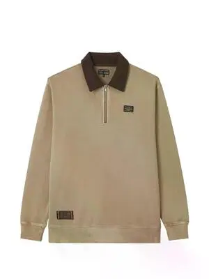 Izzue Quarter-zip Logo-patch Sweater - Neutrals