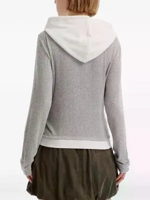 MUSIUM DIV. Layered-effect Ribbed Hoodie Sweater - Grey