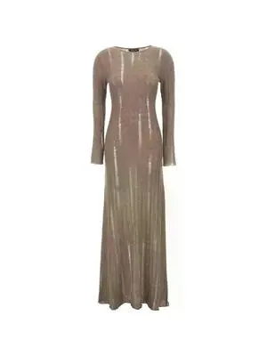 Fabiana Filippi Distressed Ribbed-knit Maxi Dress