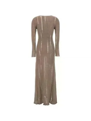 Fabiana Filippi Distressed Ribbed-knit Maxi Dress
