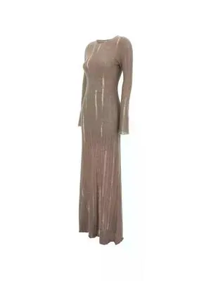 Fabiana Filippi Distressed Ribbed-knit Maxi Dress