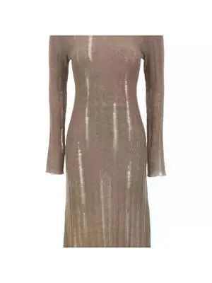 Fabiana Filippi Distressed Ribbed-knit Maxi Dress