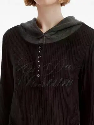 MUSIUM DIV. Ribbed Logo-print Hoodie - Black
