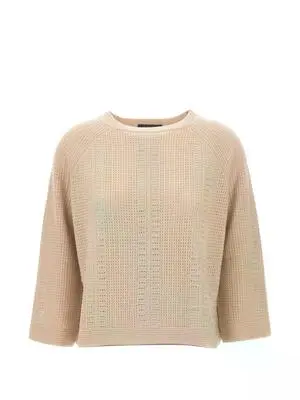 ELENA MIRÒ Rhinestone-embellished Open-knit Sweater - Neutrals