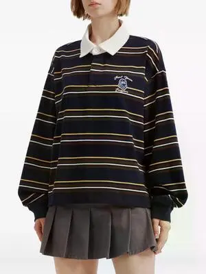 FINGERCROXX Striped Long-sleeve Polo Shirt