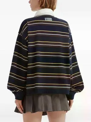 FINGERCROXX Striped Long-sleeve Polo Shirt