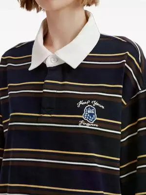 FINGERCROXX Striped Long-sleeve Polo Shirt