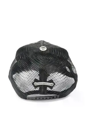 Chrome Hearts Cemetery Cross Leather Trucker Hat