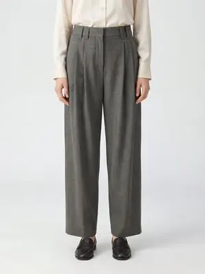 Brunello Cucinelli Tropical Luxury Wool Tailored Trousers With Monili