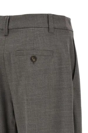 Brunello Cucinelli Tropical Luxury Wool Tailored Trousers With Monili