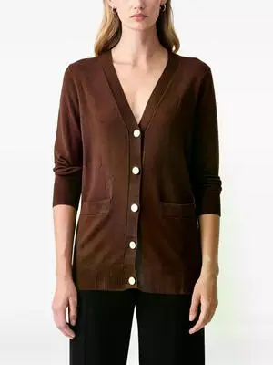 FRACOMINA Patterned V-neck Cardigan - Brown