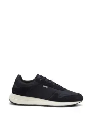 BOSS Lace-up Sneakers In Lightweight Fabric With Suede Trims