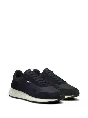 BOSS Lace-up Sneakers In Lightweight Fabric With Suede Trims