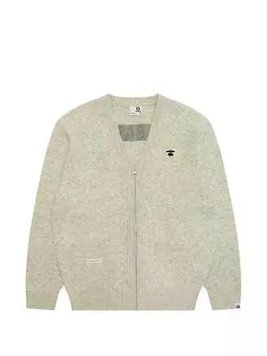 AAPE BY *A BATHING APE Logo-intarsia Zip-up Cardigan - Neutrals